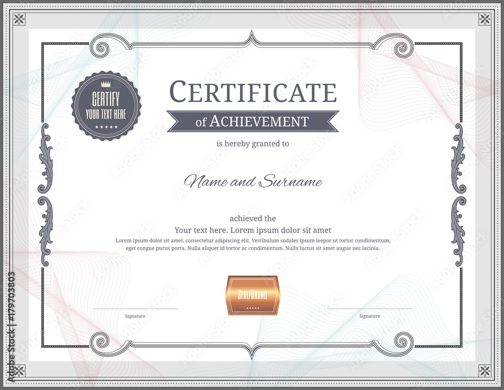 Luxury certificate template with elegant border frame, Diploma design ...