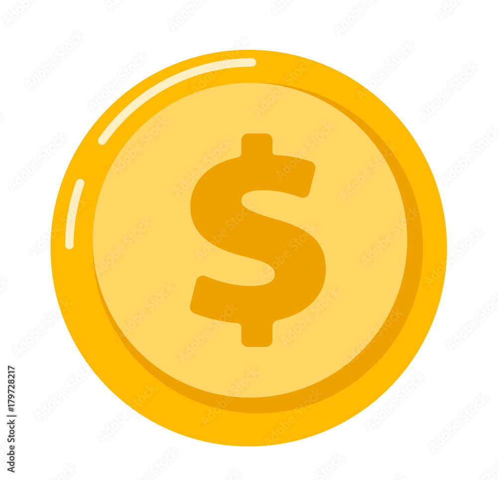 Gold coin with dollar sign vector cartoon illustration isolated on ...