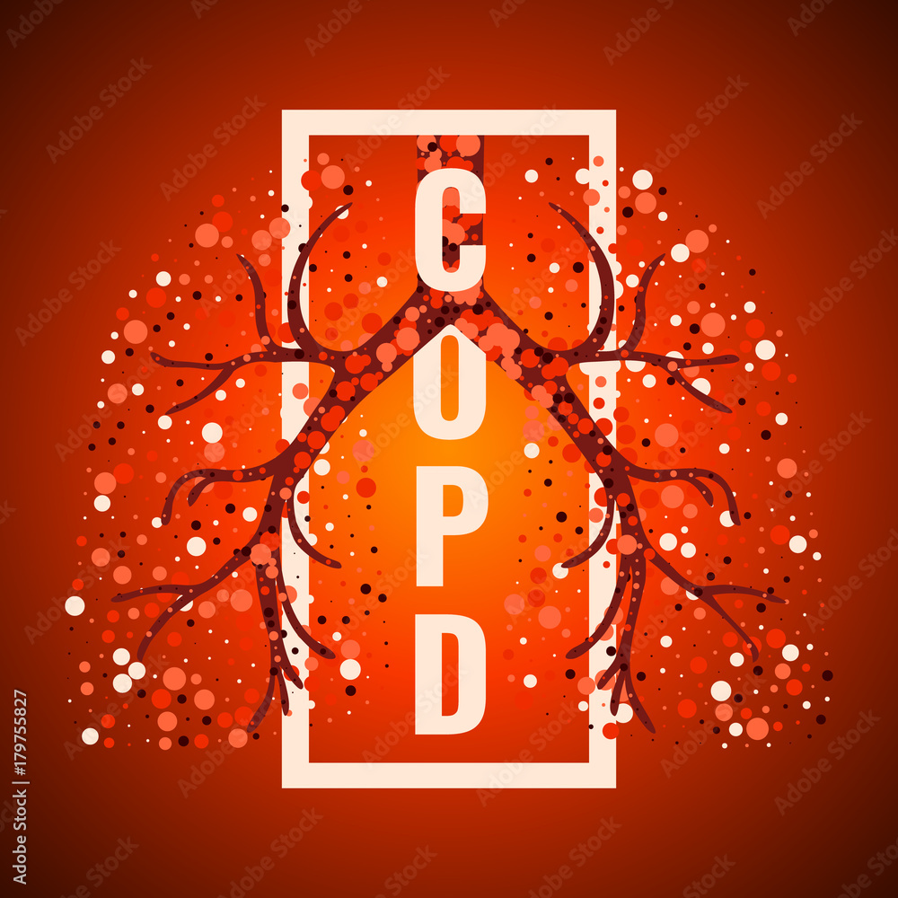 COPD awareness frame poster with lungs filled with air bubbles on red ...