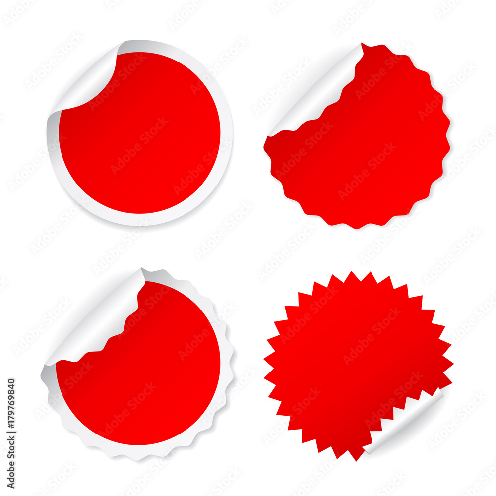 Red round sticker collection Stock Vector | Adobe Stock