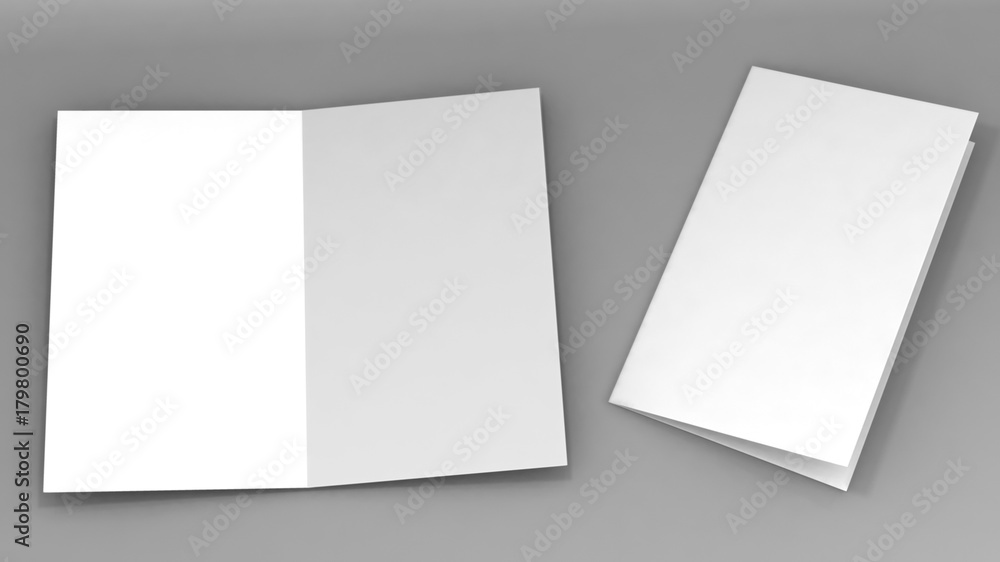 A3 half-fold brochure blank white template for mock up and presentation design. 3d illustration ...