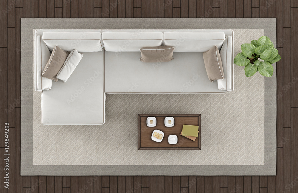 Top view of a modern living room Stock Illustration | Adobe Stock