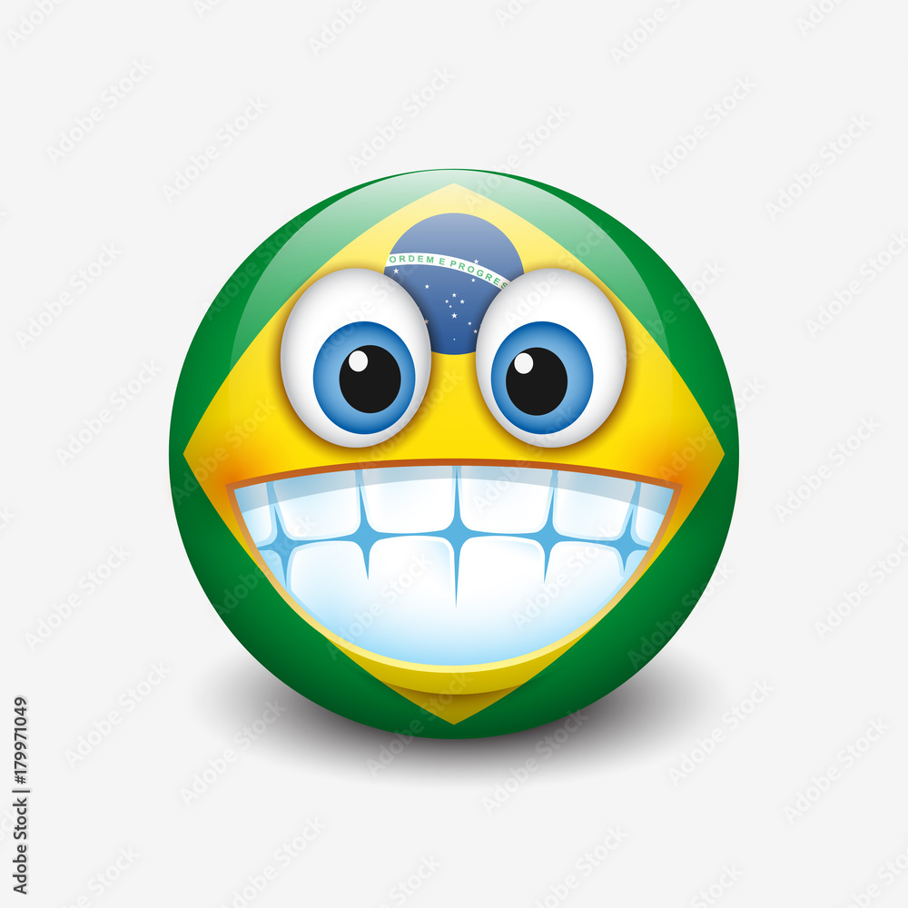 Vector de Stock Cute smiling, grinning emoticon showing teeth, emoji ...