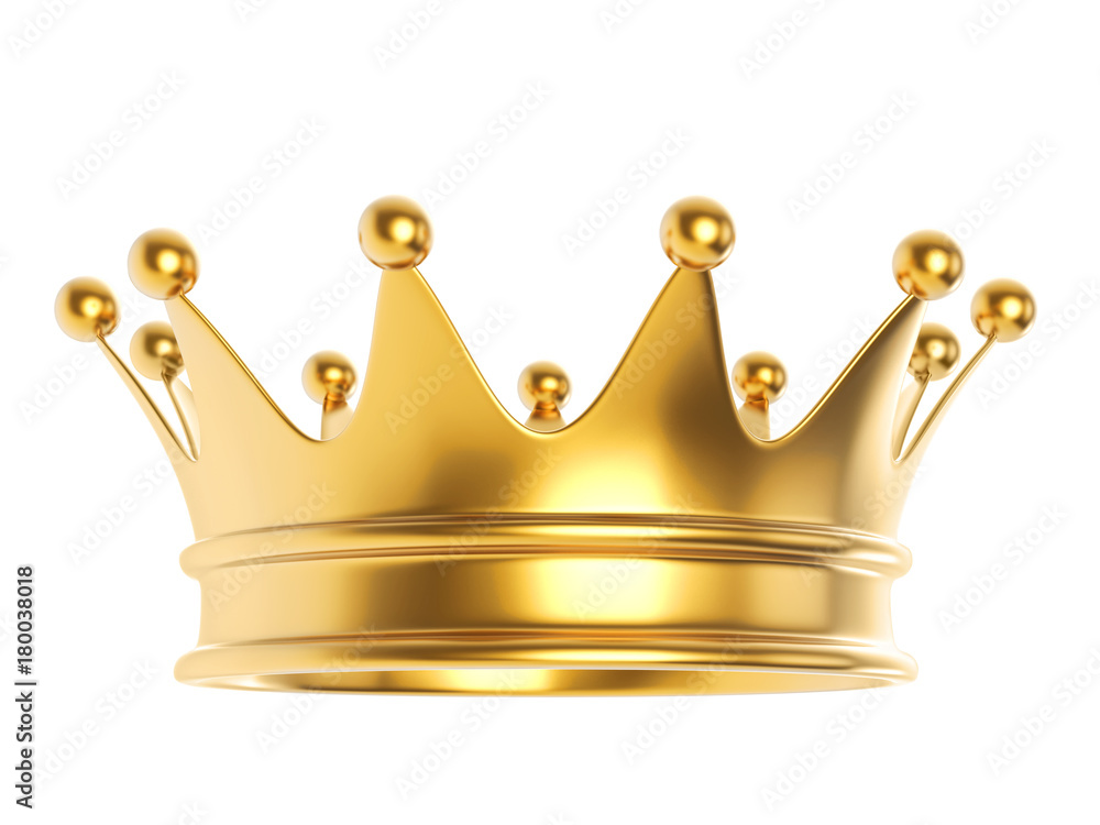 Shiny gold crown isolated on white background. Stock Illustration ...
