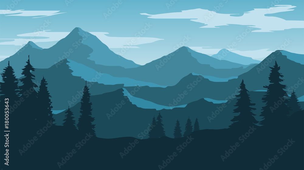 Vector wallpaper with a landscape, a mountain range Stock Vector ...