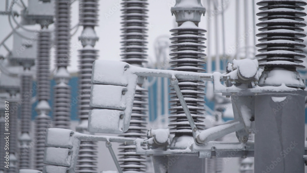 Switchgears and switches in a power plant with steel structure. Power ...