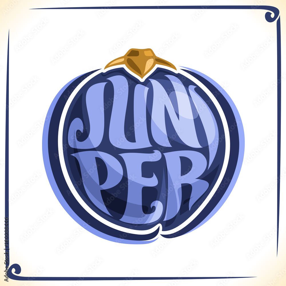 Vector de Stock Vector logo for Juniper, label with one whole juniperus ...