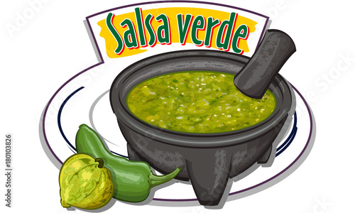Salsa verde - traditional green mexican sauce - vector vector de Stock ...