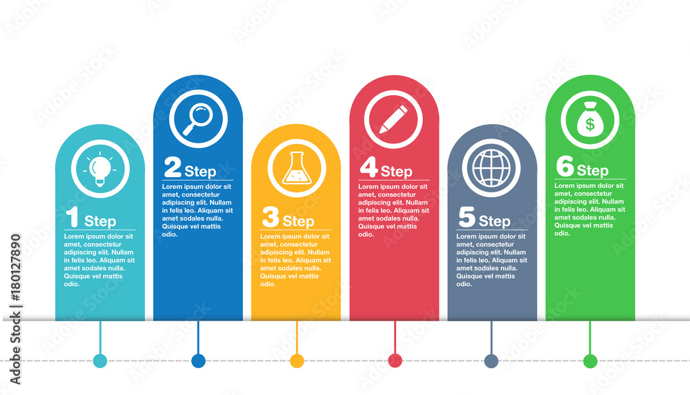 Colorful business infographic diagram with icons, graph, presentation, chart. Business concept ...