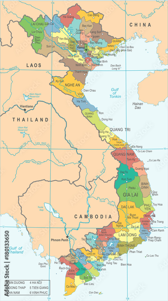 Vietnam Map - Detailed Vector Illustration Stock Vector | Adobe Stock
