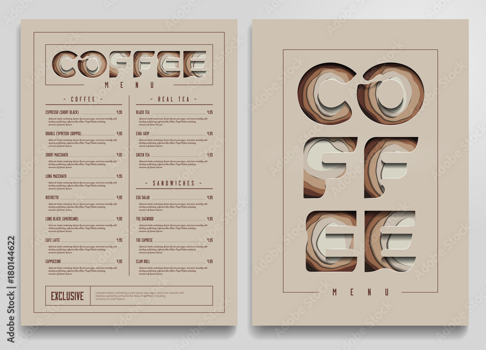 Coffee Shop Menu Template. Coffee cart Mock Up. Vector Illustration ...