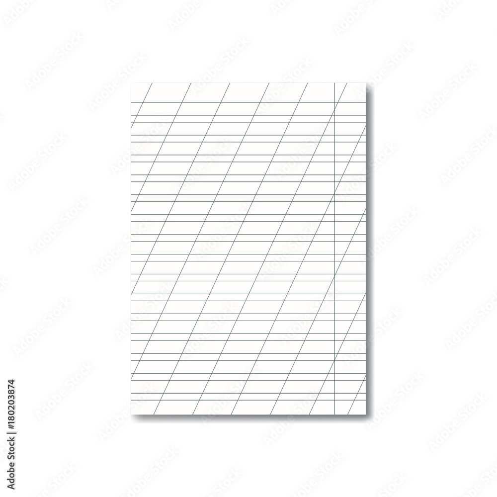 Vector opened realistic school cursive writing worksheet with red ...