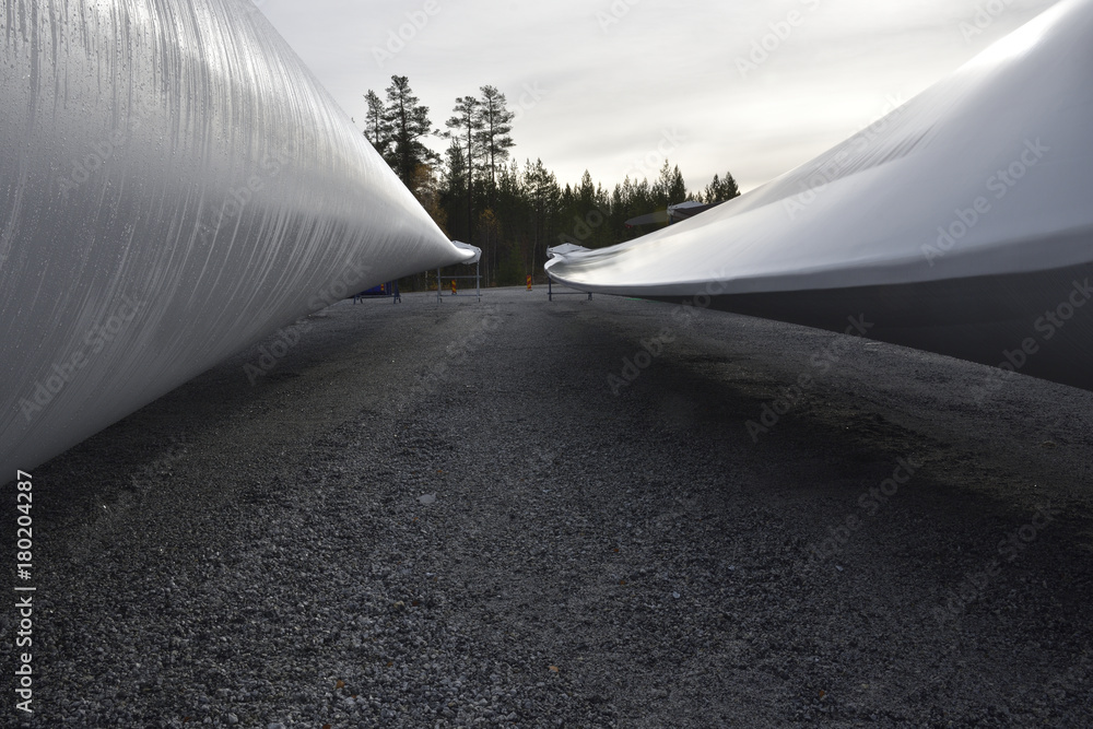 Front and back side of a propeller blade of a wind generator Stock ...