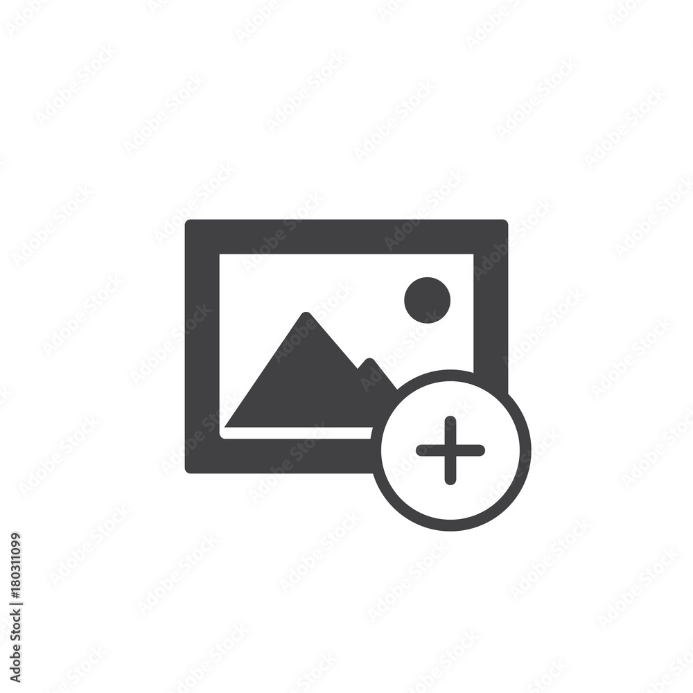 Add image icon vector, filled flat sign, solid pictogram isolated on ...