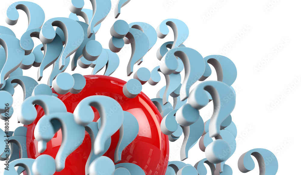 Fondo 3d de signos de interrogación sobre fondo blanco.Símbolos y ...