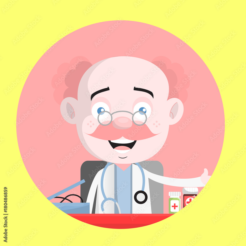 Clinic Doctor Laughing Face Vector Illustration Stock Vector | Adobe Stock
