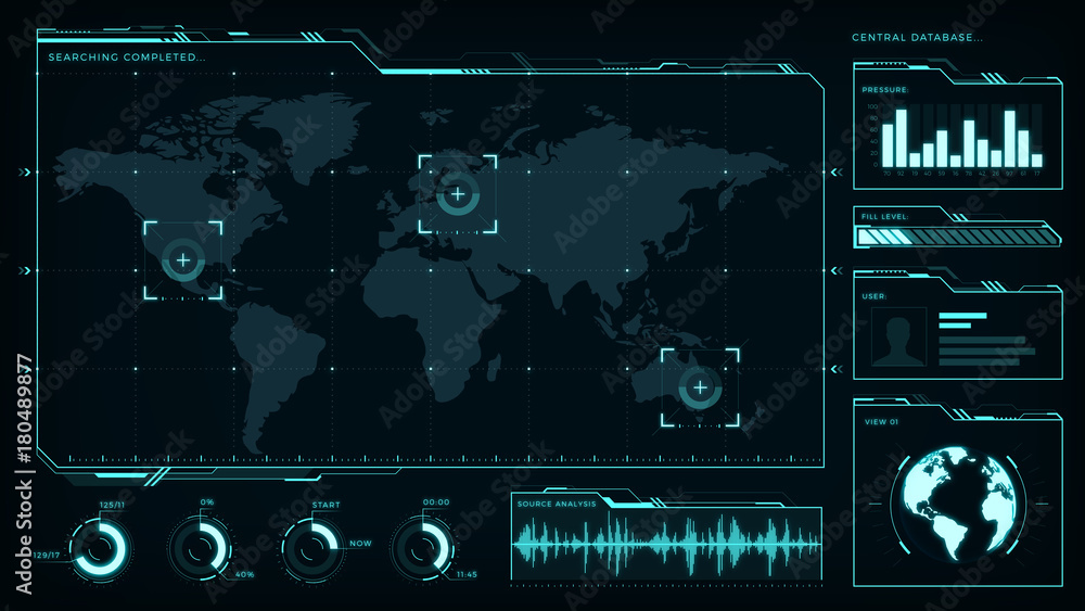 HUD elements pack, transparent displays, command center, smart cities ...