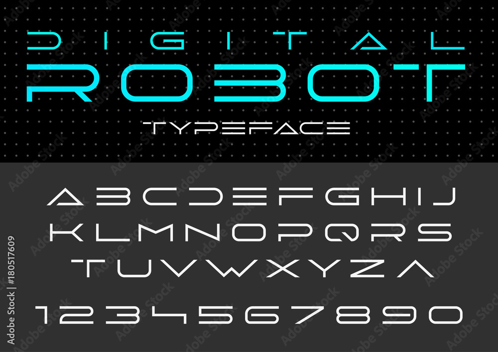 Futuristic vector Font. Digital Virtual Reality Technology Stock Vector ...