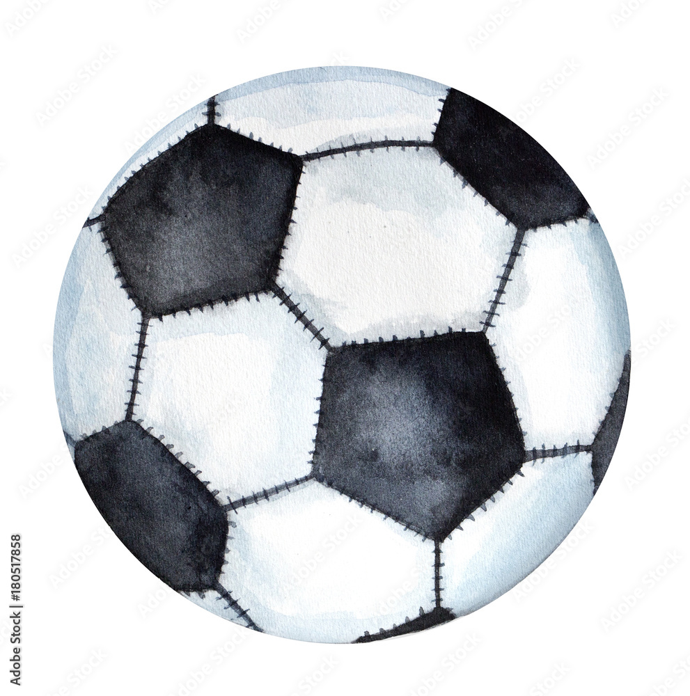 Classic Football / Soccer ball drawing. One single object, closeup ...