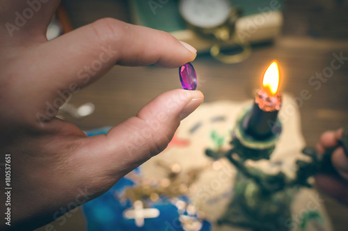 Crumpled treasure map, compass and diary book on wooden table. Treasure ...