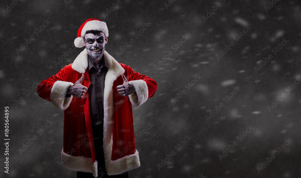 Santa Claus is a wizard with a skull on Christmas against the ...