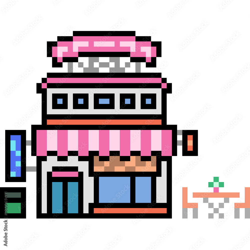 vector pixel art building Stock Vector | Adobe Stock