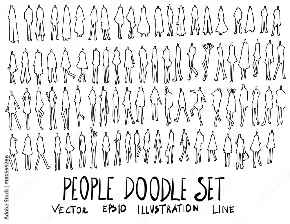 Set of people illustration Hand drawn doodle Sketch line vector eps10 ...