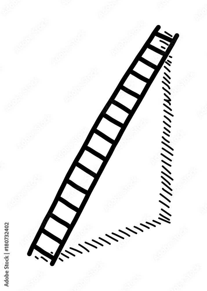 long ladder / cartoon vector and illustration, black and white, hand ...