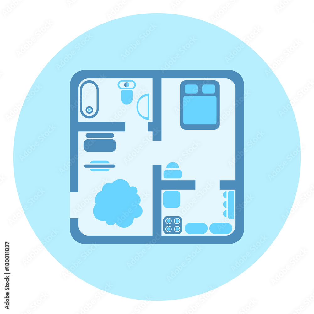 Apartment Plan Top View Icon Modern House Vector Illustration Stock ...