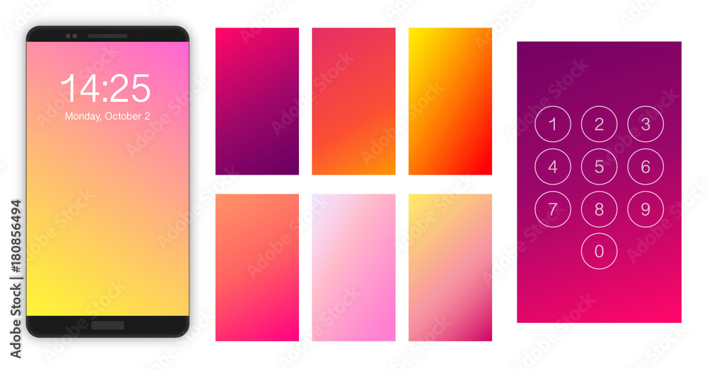 Smartphone screen ui, ux template backgrounds. Realistic smart phone ...