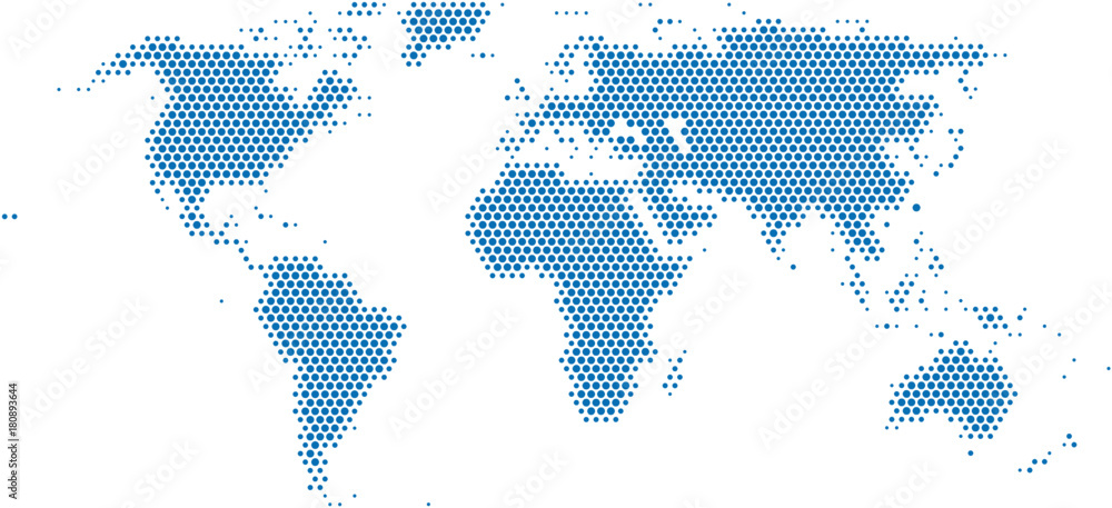 Dots world map on white background, vector illustration. Stock Vector ...
