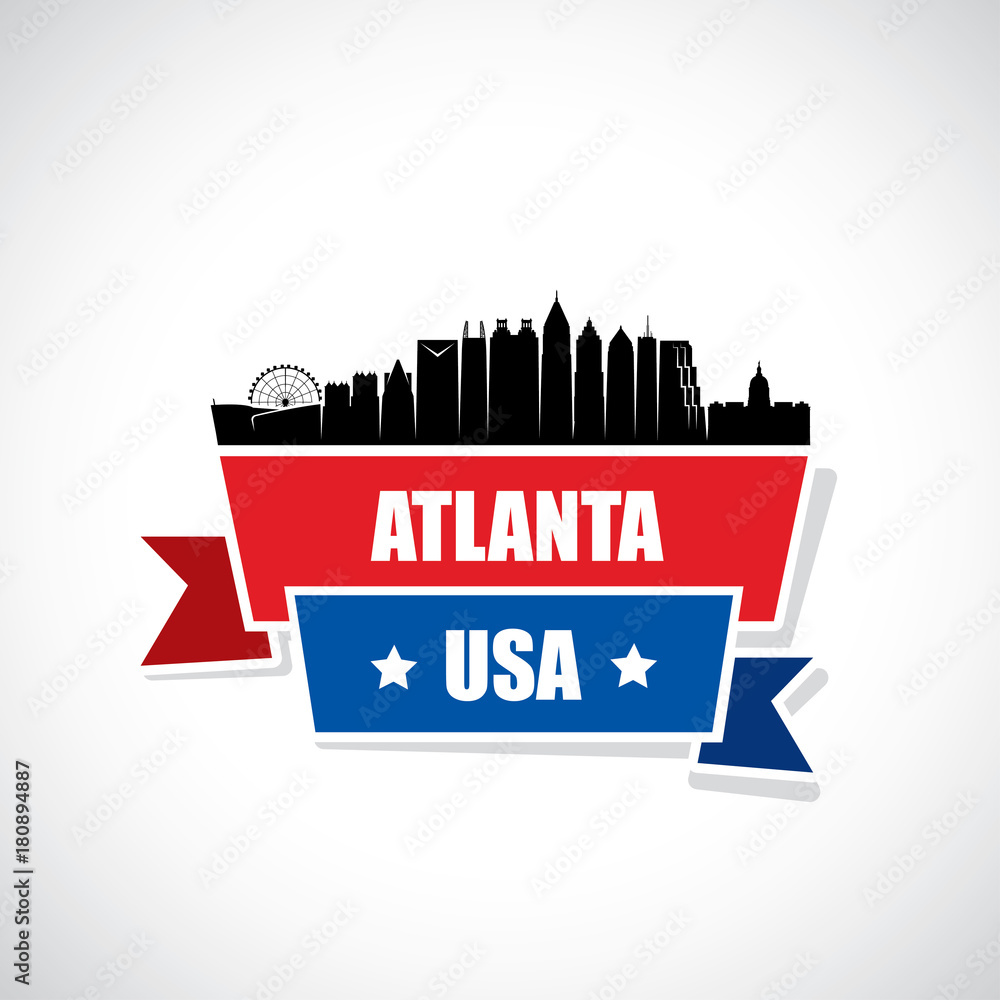 Praca wektorowa bez tantiem: Atlanta skyline - ribbon banner - Georgia ...