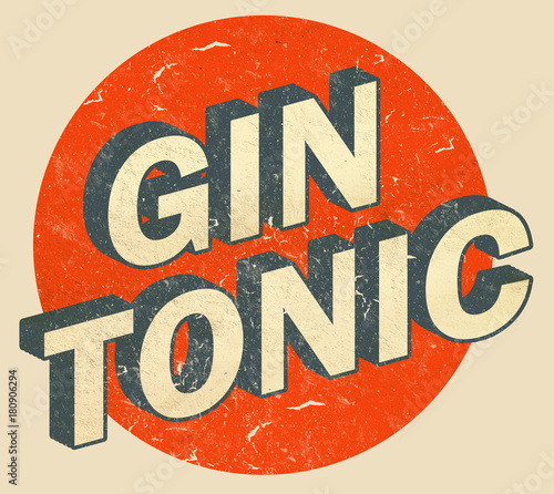 Ilustração do Stock: Gin Tonic Logo Retro Style Vintage | Adobe Stock