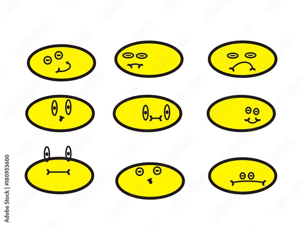 Interpretation Emoticon smileys funny faces Stock Illustration | Adobe ...