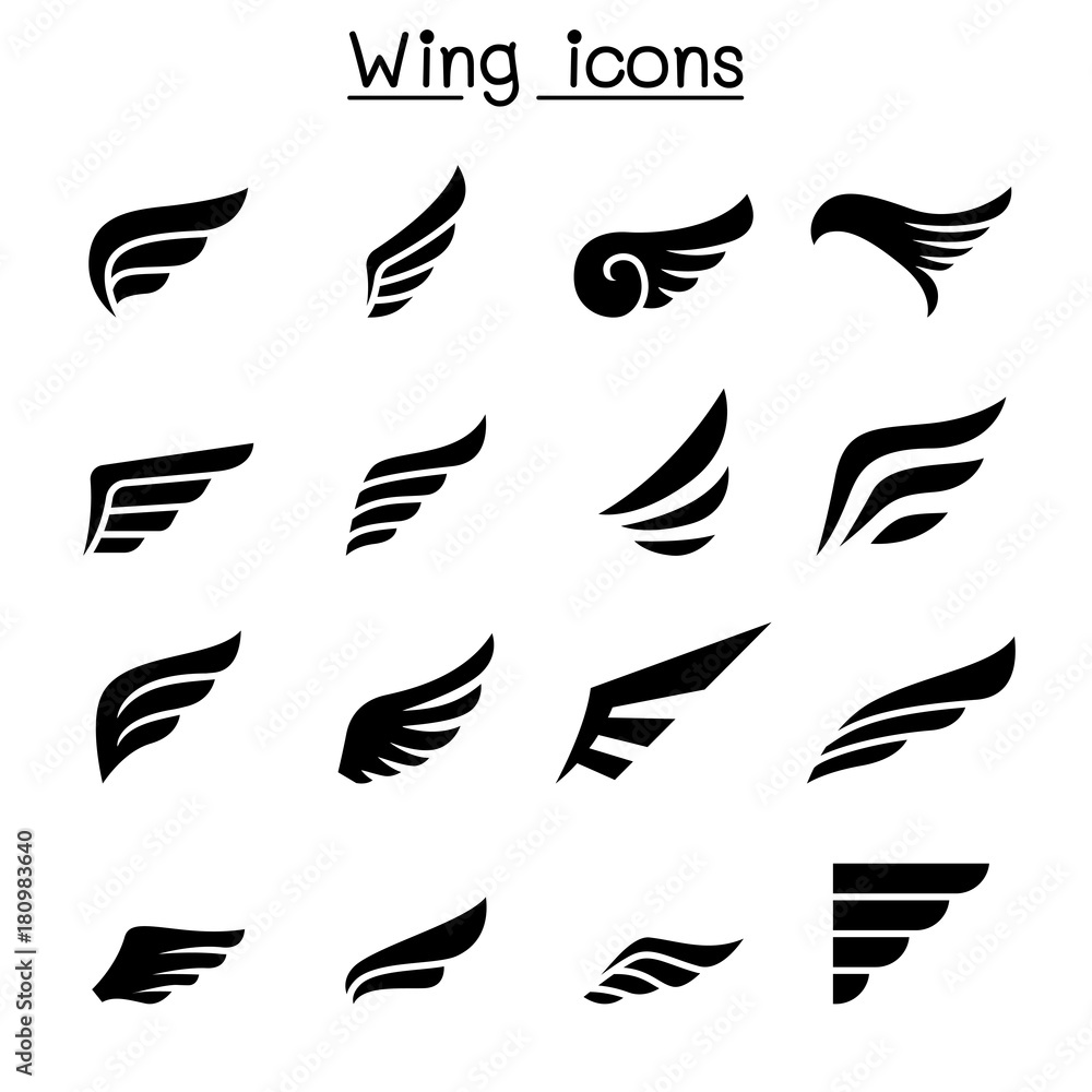 Wing icon set Stock Vector | Adobe Stock