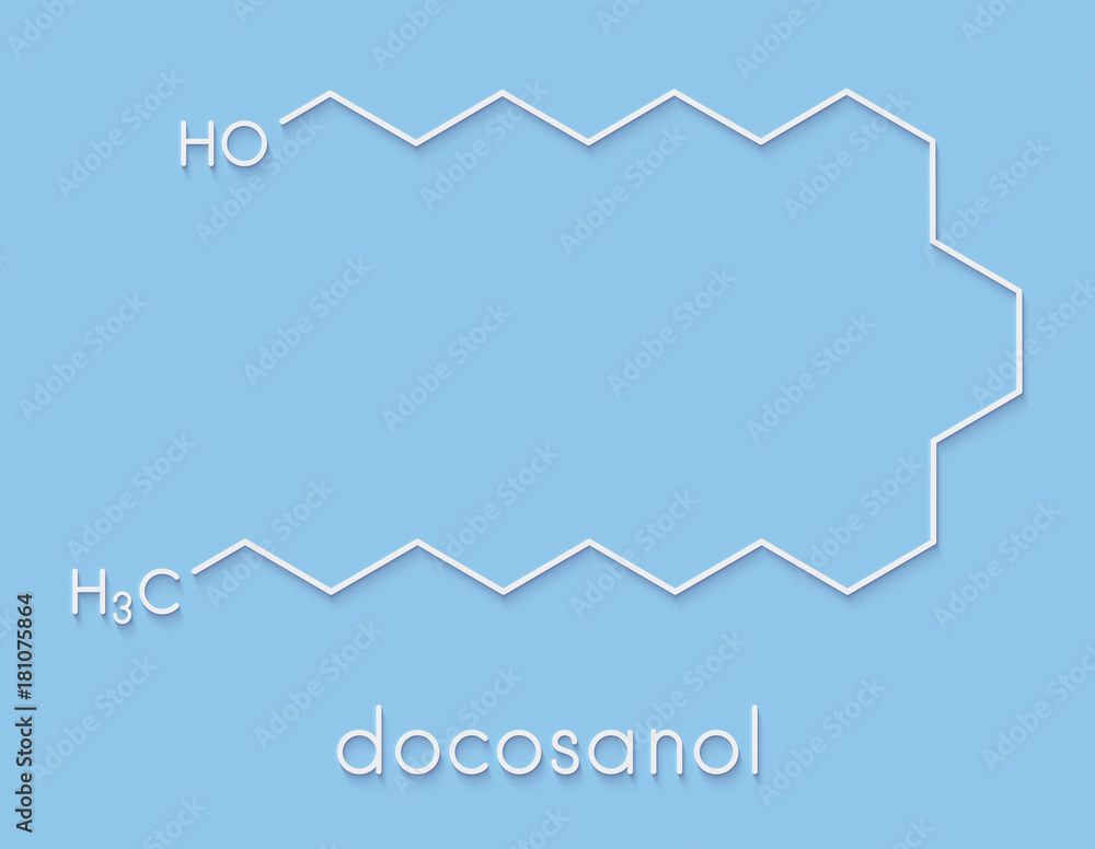 Docosanol (behenyl alcohol) antiviral drug molecule. Used in treatment ...