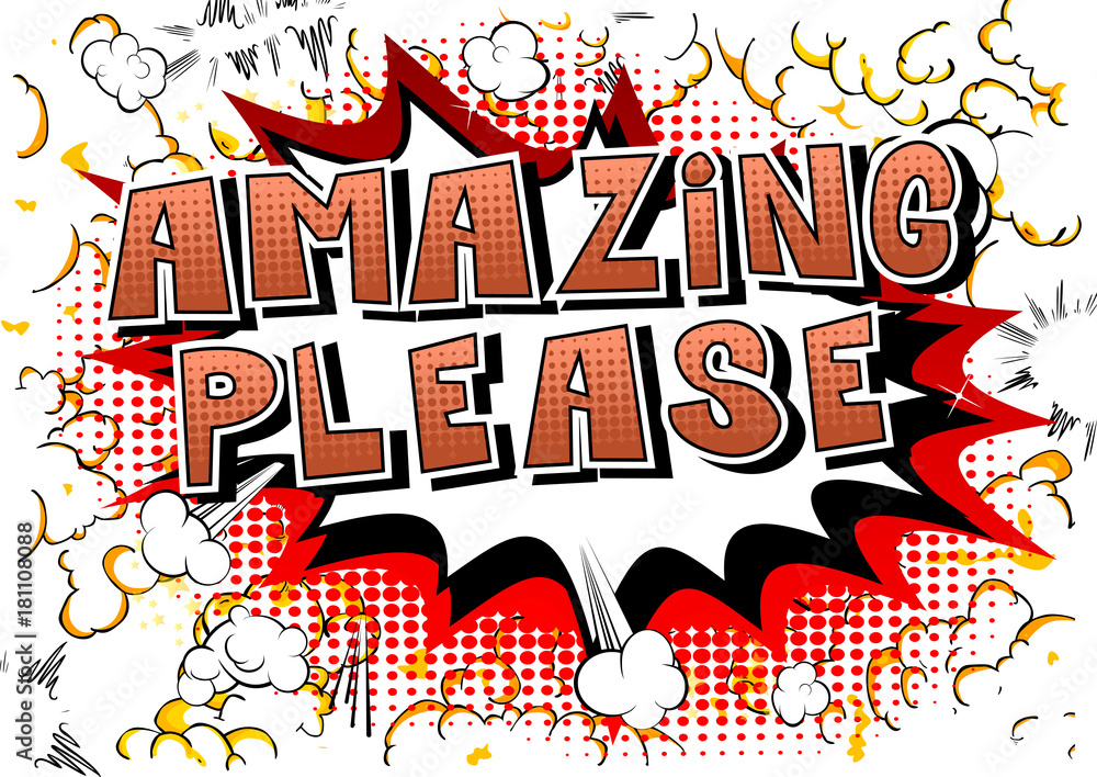 Stock-Vektorgrafik „Amazing Please - Comic book style word on abstract ...