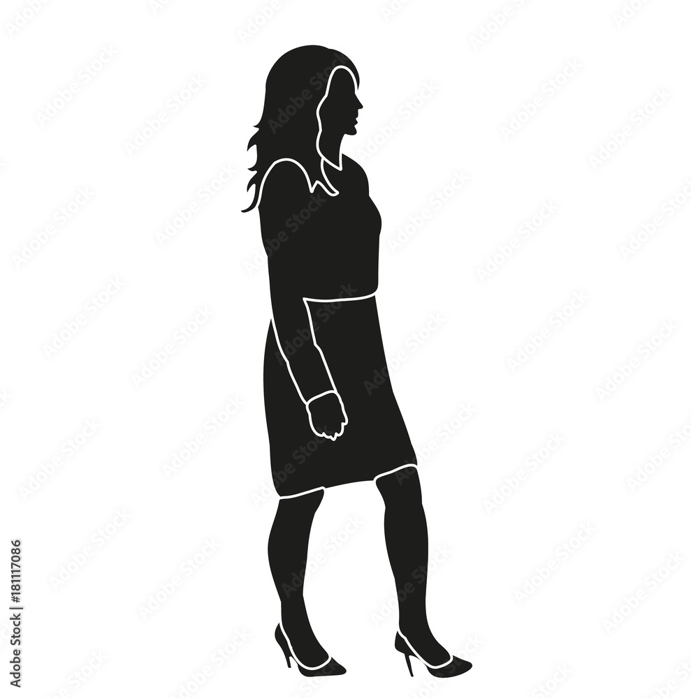 vector, isolated volume silhouette girl Stock Vector | Adobe Stock