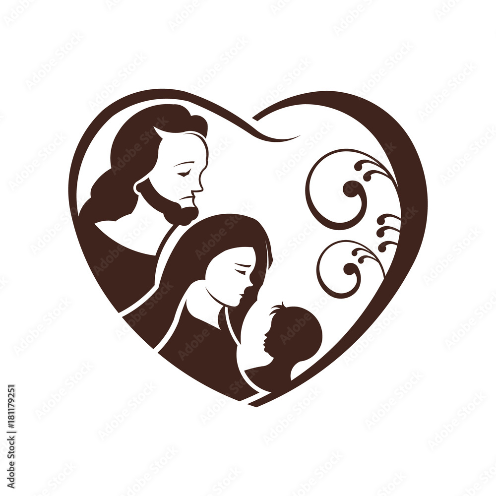 Nativity Heart Birth of Christ. Christmas Graphic Illustration Stock ...