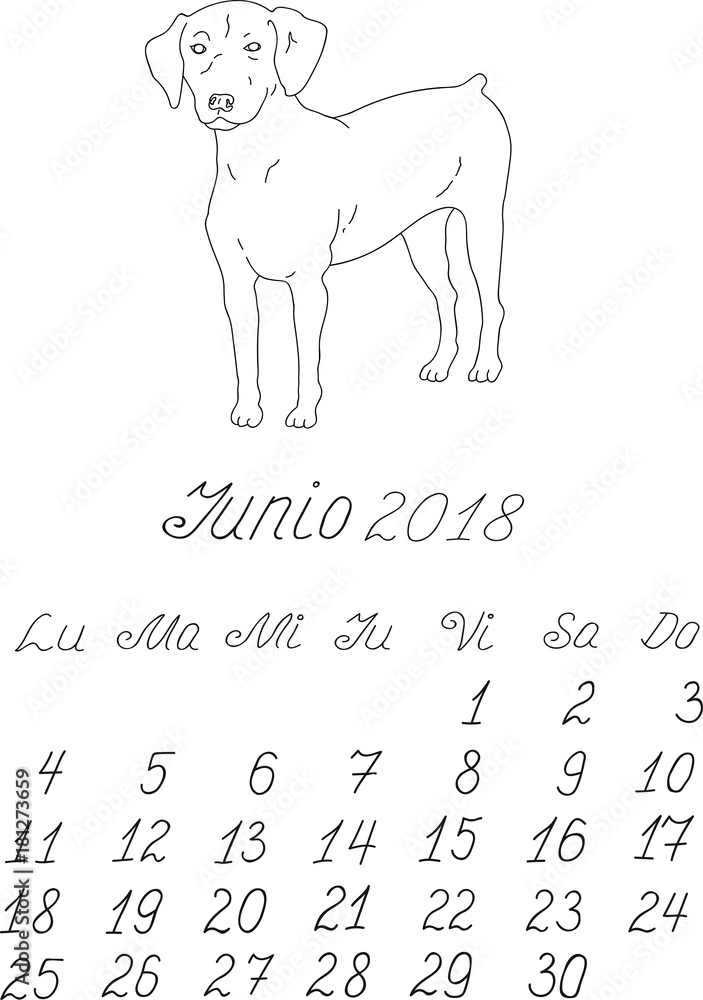 Creative vector free hand drawn doodle monthly spanish calendar ...