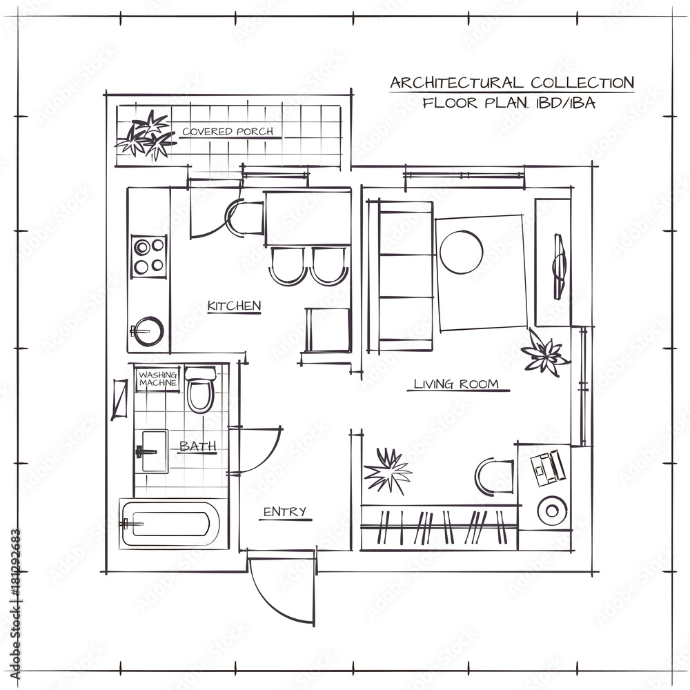 Architectural Floor Plan Stock Vector | Adobe Stock