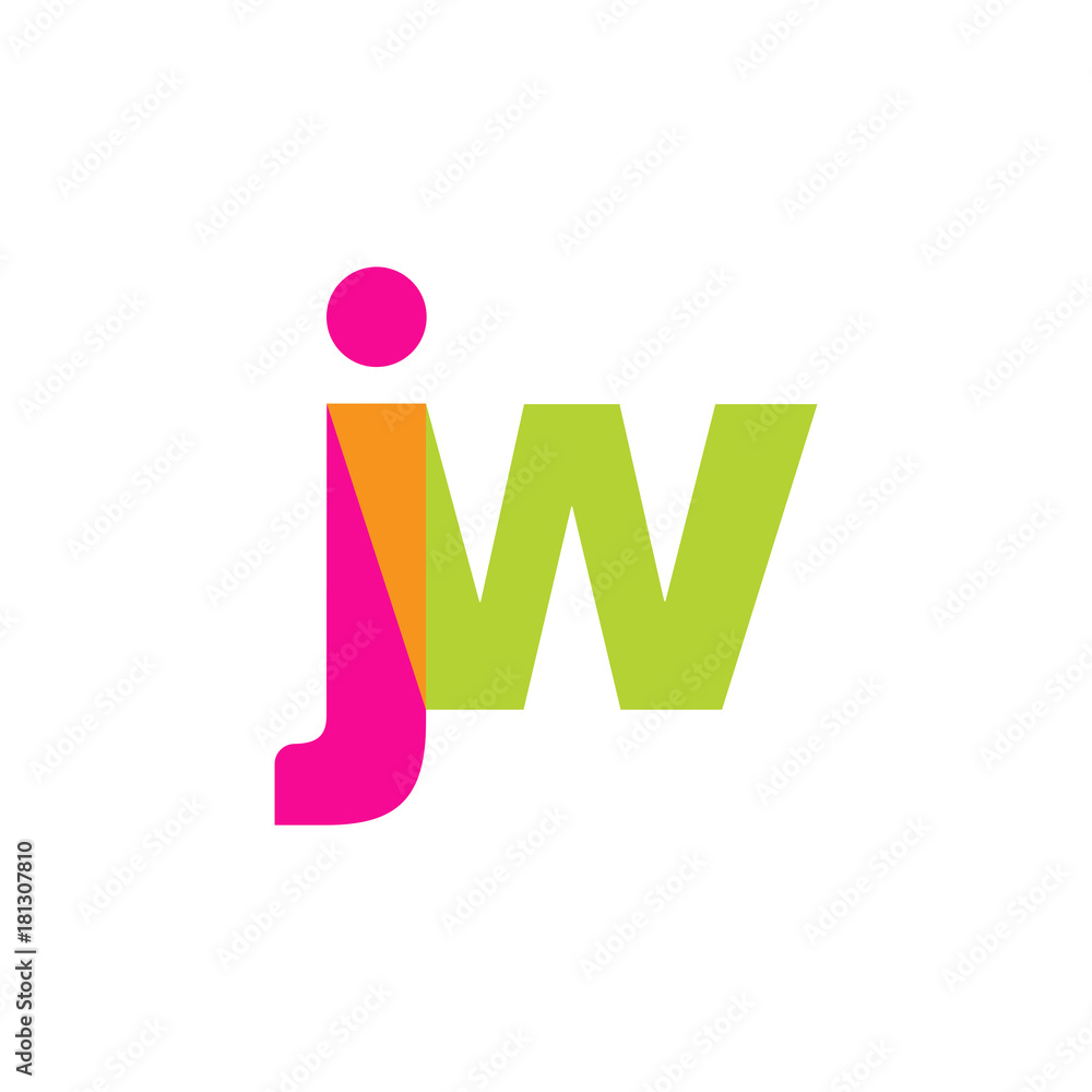 Initial letter jw, overlapping transparent lowercase logo, modern ...