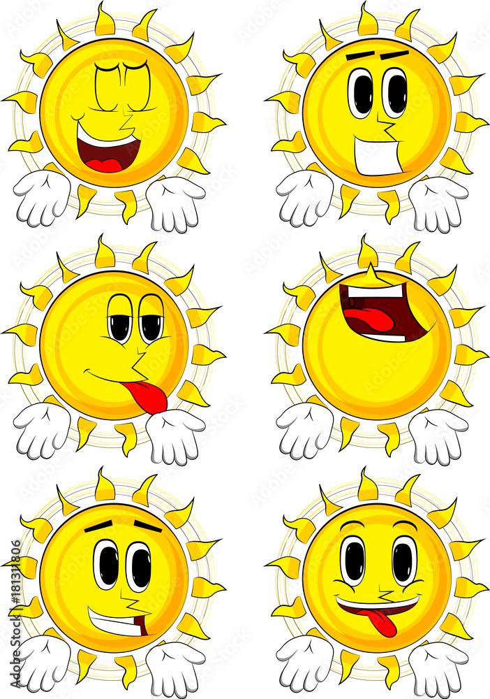 Cartoon sun showing something with both hands or expressing don't know ...