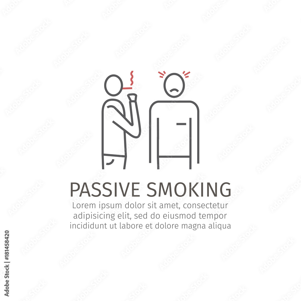 Passive smoking line icon Stock Vector | Adobe Stock