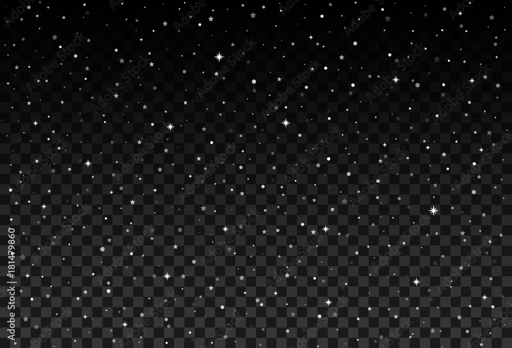 Vector starry sky, snow particles on transparent background Stock ...