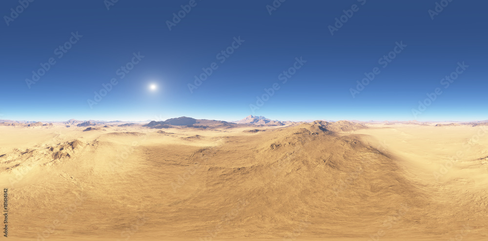 Panorama of desert landscape sunset, environment HDRI map ...