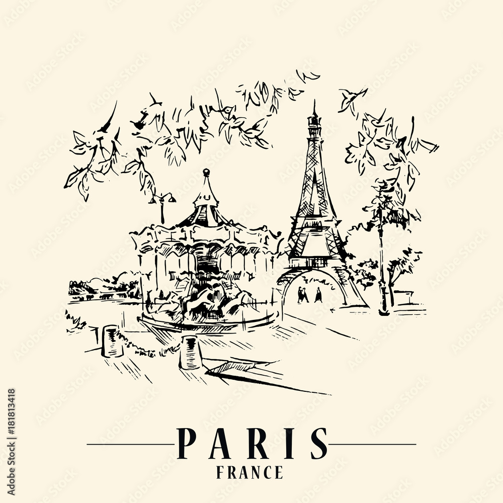 Paris vector illustration. Stock Vector | Adobe Stock