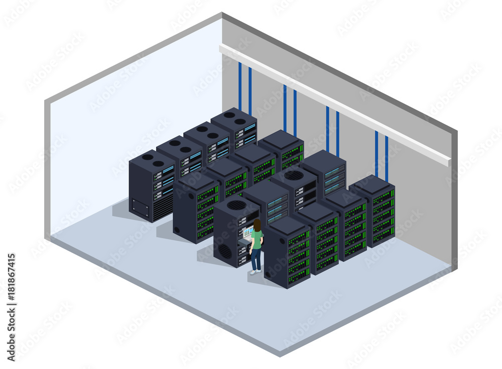 Isometric 3D vector illustration concept server room data center Stock Vector | Adobe Stock