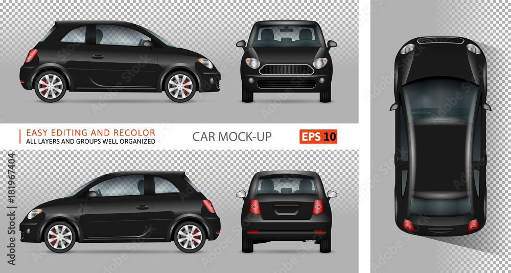 Stock-Vektorgrafik „Mini car vector mock-up for advertising, corporate ...