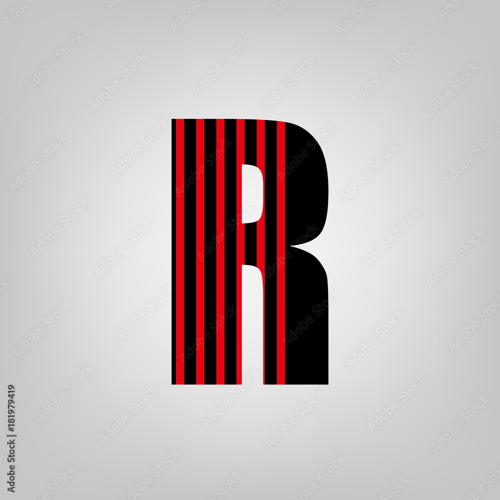 Vector stripped alphabet. Letter R.Gray gradient background Stock ...